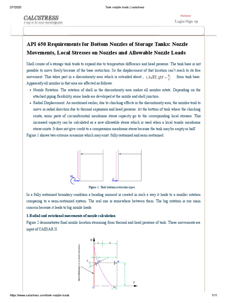 Tank Nozzle Loads - Calcstress | PDF | Bending | Stress (Mechanics)