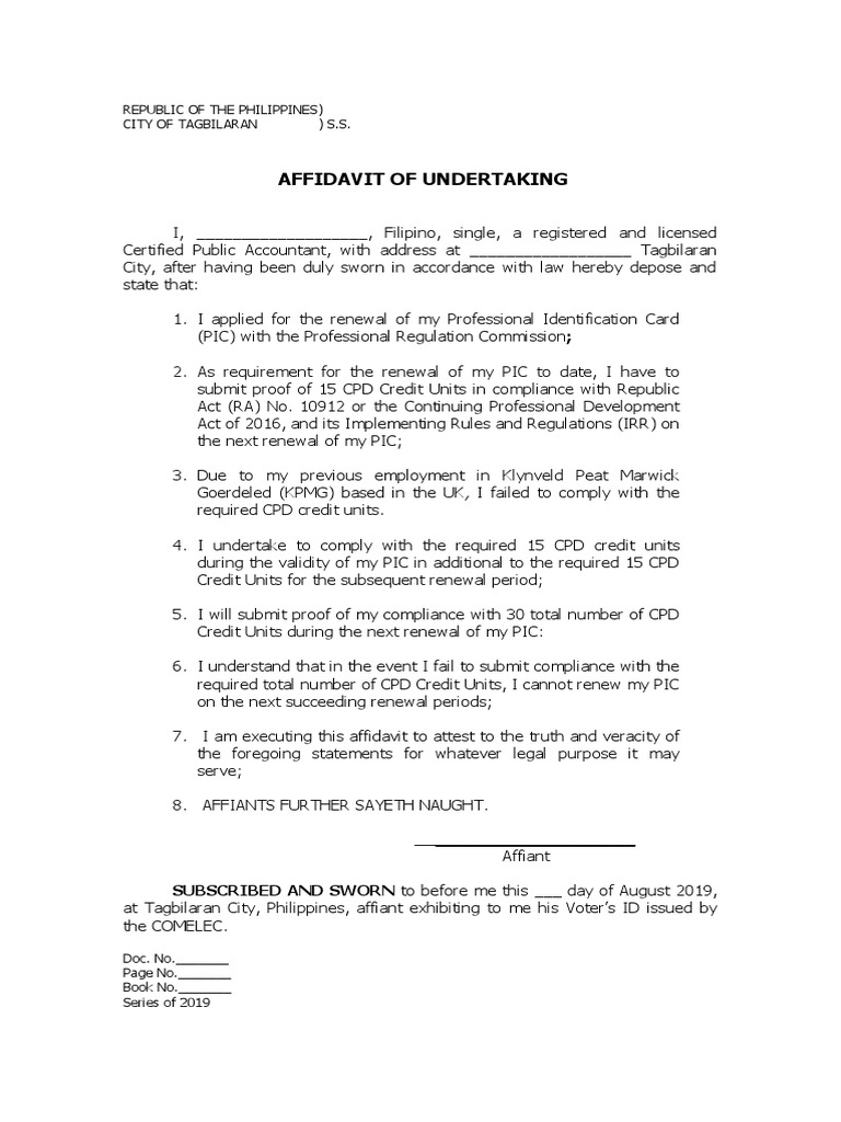 Affidavit of Undertaking | PDF