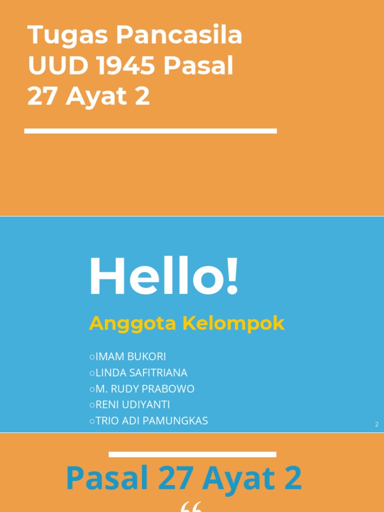 Makna Pasal 27 Ayat 2 UUD 1945 | PDF