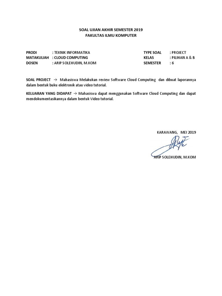 Soal UAS Cloud Computing 2019 | PDF