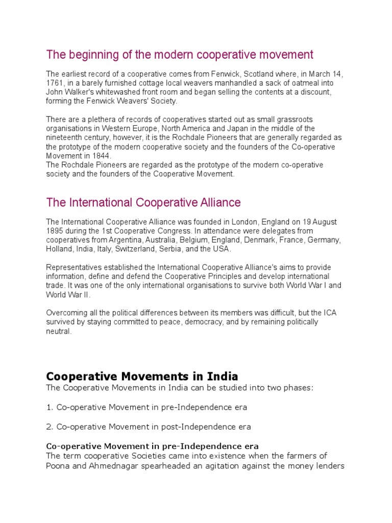 The Beginning of The Modern Cooperative Movement | PDF | Tamil Nadu ...