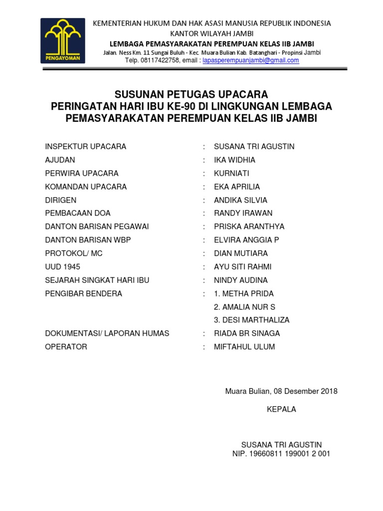 Susunan Petugas Upacara Peringatan Hari Ibu | PDF Susunan Petugas Upacara Peringatan Hari Ibu | PDF