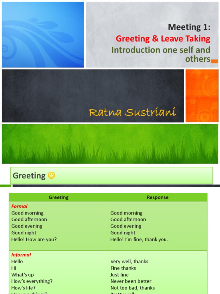 1 Greeting, Self Introduction | PDF