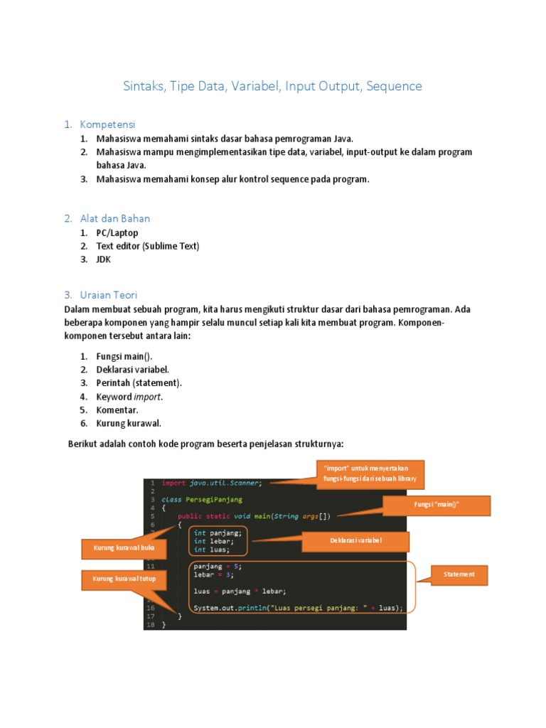 04.sintaks, Tipe Data, Variabel, Input Output, Sequence | PDF