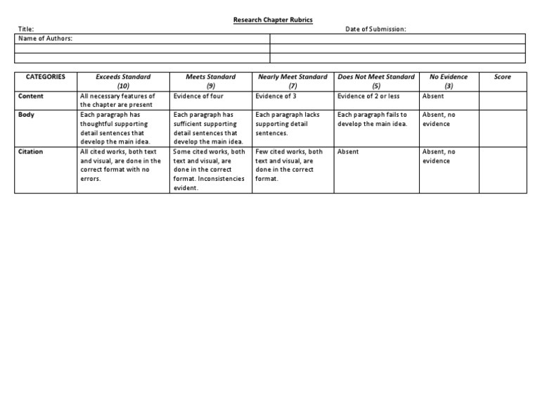 Research Chapter Rubric Overview | PDF