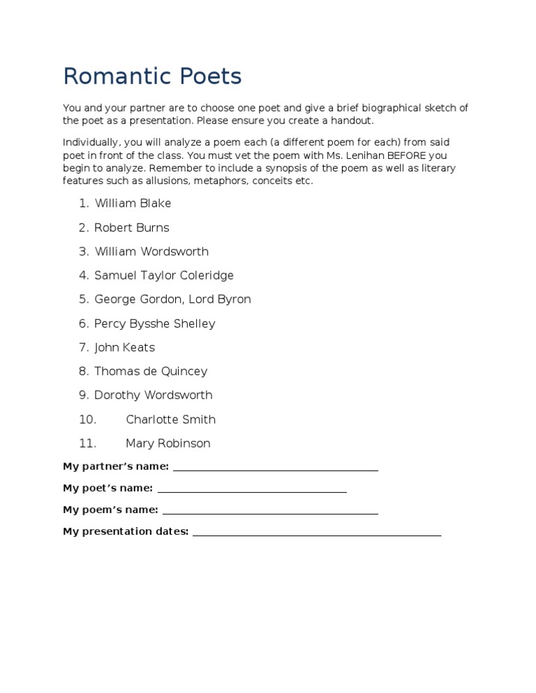 Romantic Poets | PDF