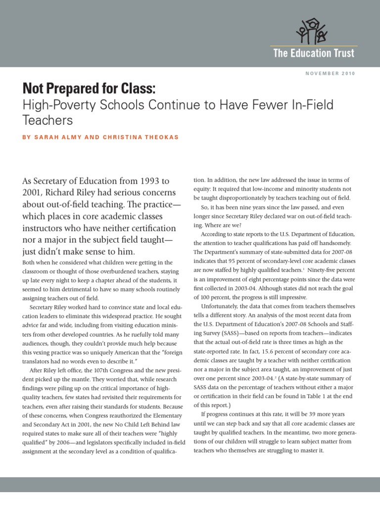 Not Prepared For Class | Download Free PDF | Teachers | No Child Left ...