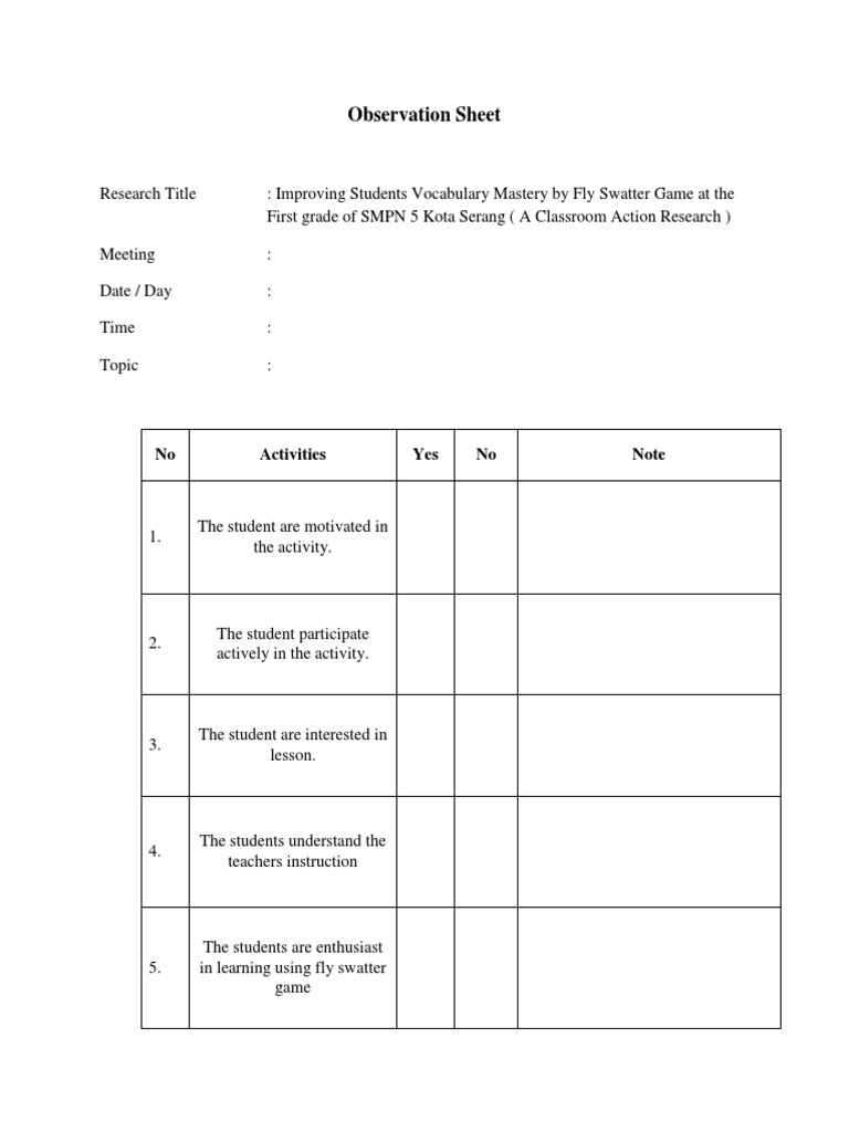 Observation Sheet | PDF