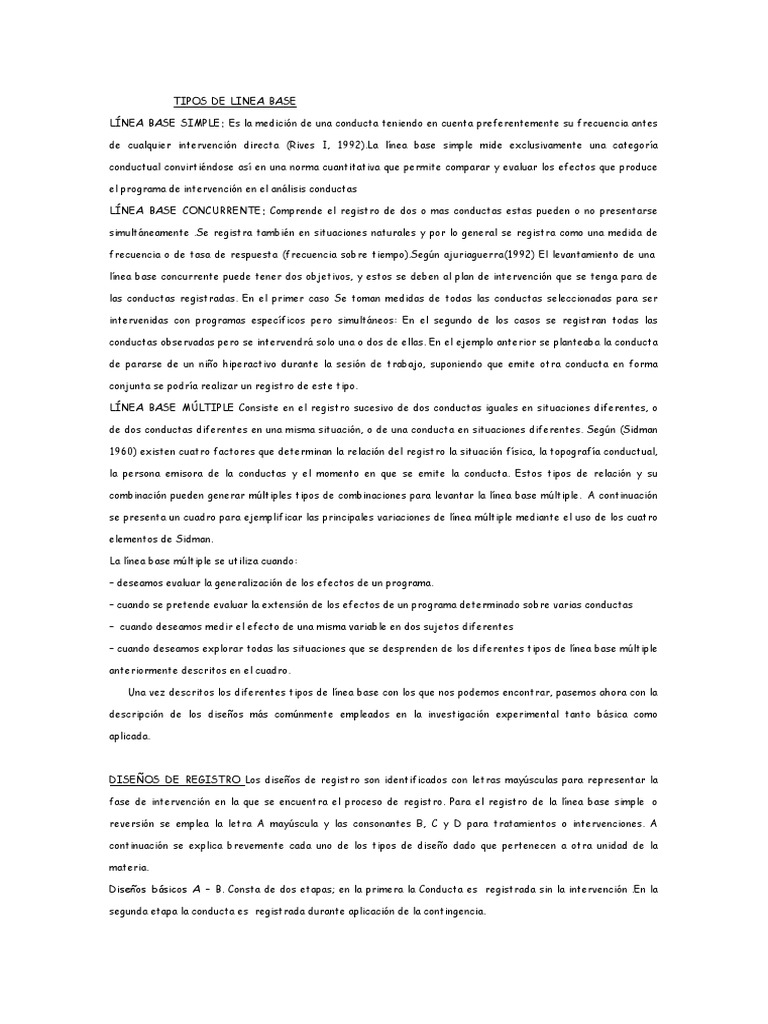 Tipos de Linea Base | PDF | Modificación de comportamiento | Neurociencia