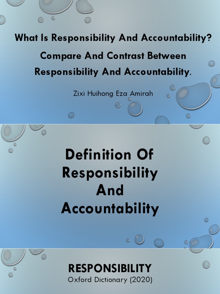 Responsibility and Accountability | PDF
