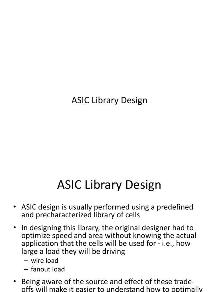 Asic Library Design | PDF | Cmos | Logic Gate