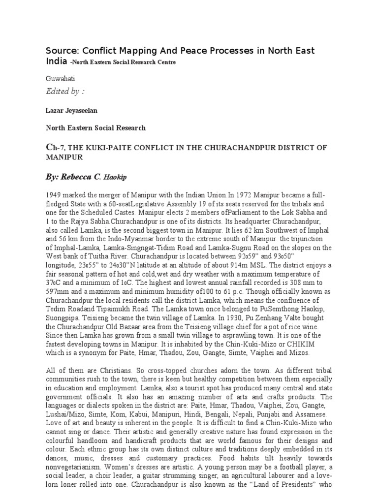 The Thadou Kuki - Paite Conflict 1997 | PDF | History