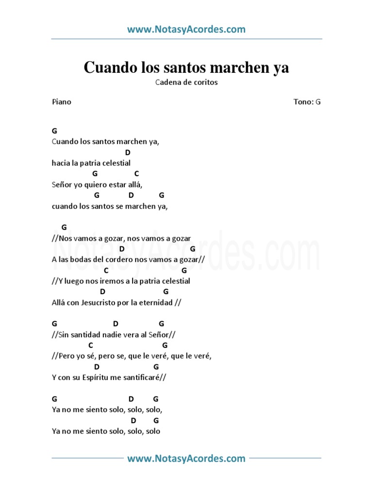 Cuando Los Santos Marchen Ya Cadena de Coros | PDF