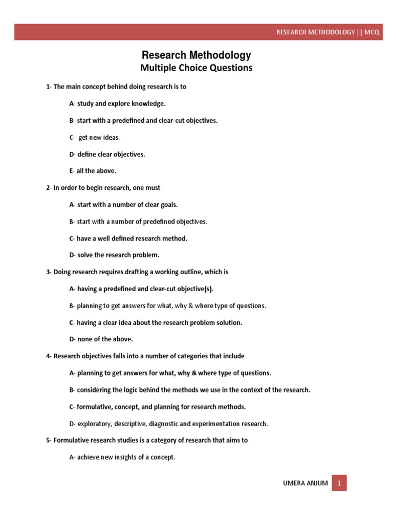 Research Methodology MCQ 180629120038 PDF | PDF | Data Analysis ...