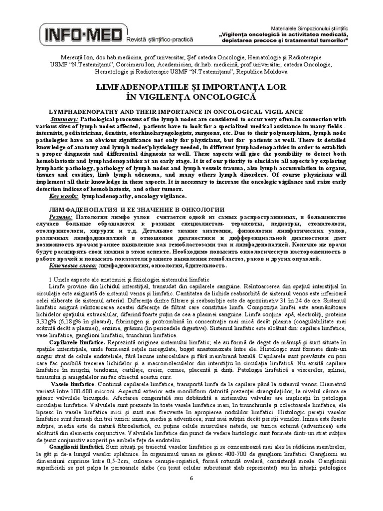 Limfadenopatiile Si Importanta Lor in Vigilenta Oncologica | PDF ...