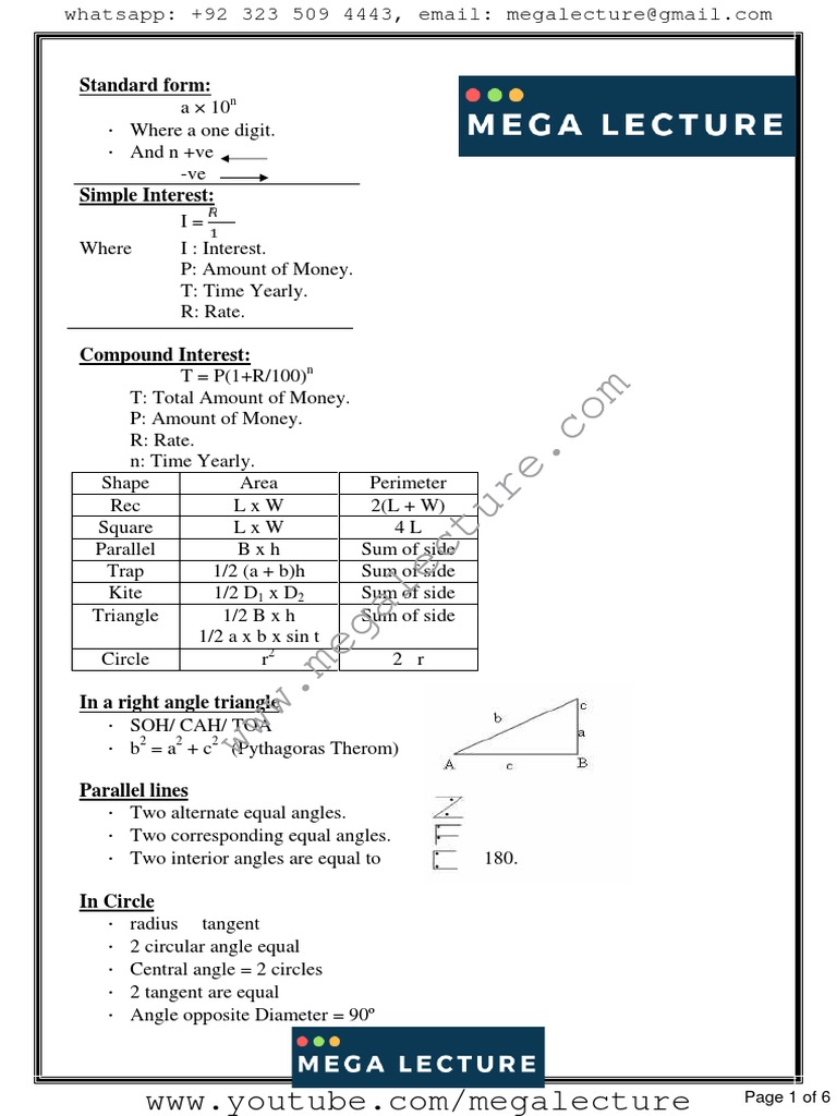 Maths IGCSE Quick Revision Recovered | PDF | Trigonometric Functions ...