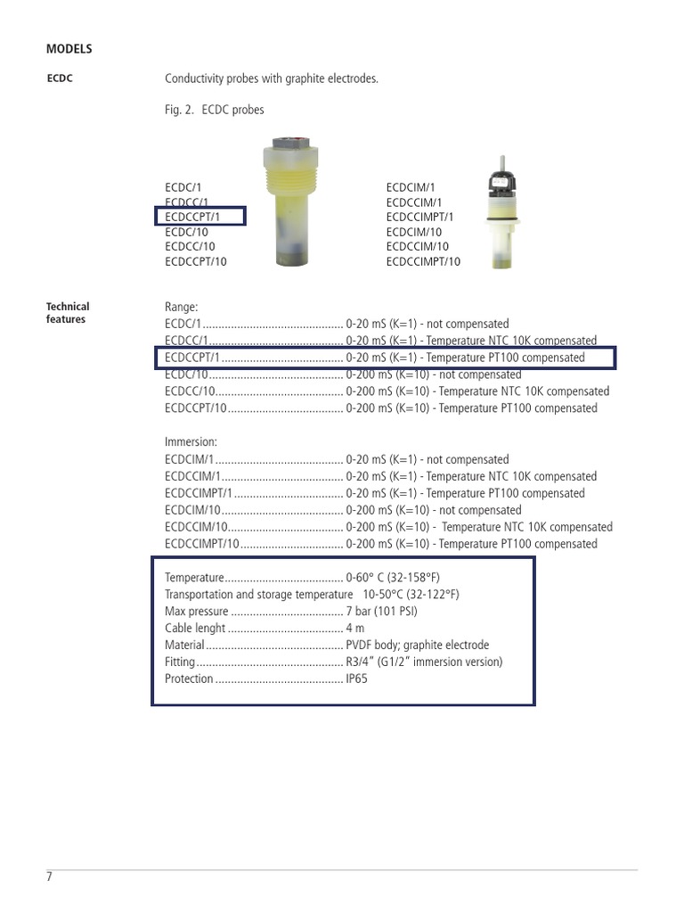Data Sheet Conductivity Probe | PDF | Manufactured Goods | Building ...