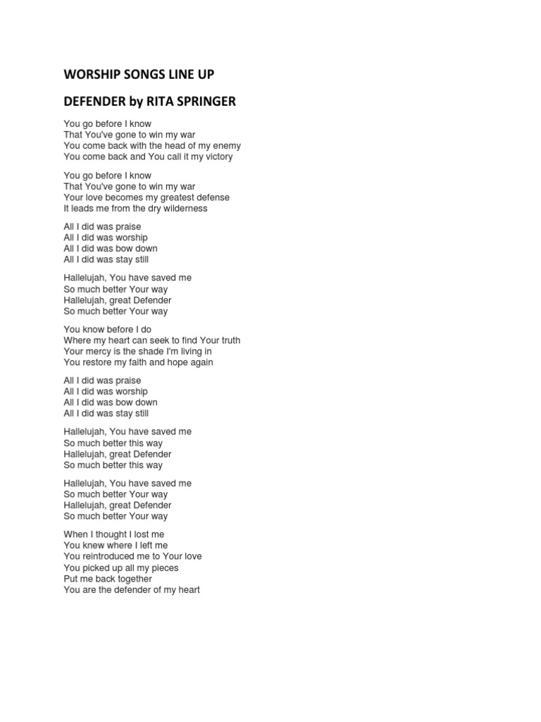 Worship Songs Line Up | PDF