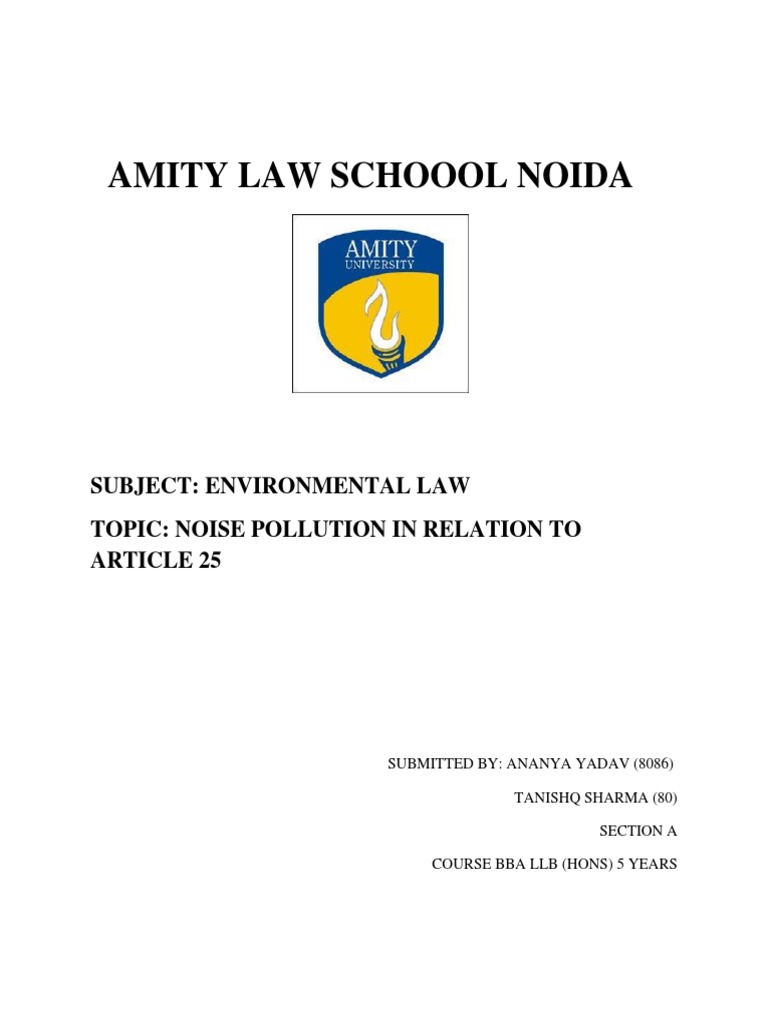 Evs Project - NOISE POLLUTION LAW | PDF | Sustainability ...