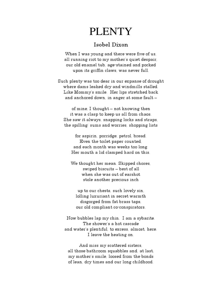 Plenty by Isobel Dixon | PDF | Poetry