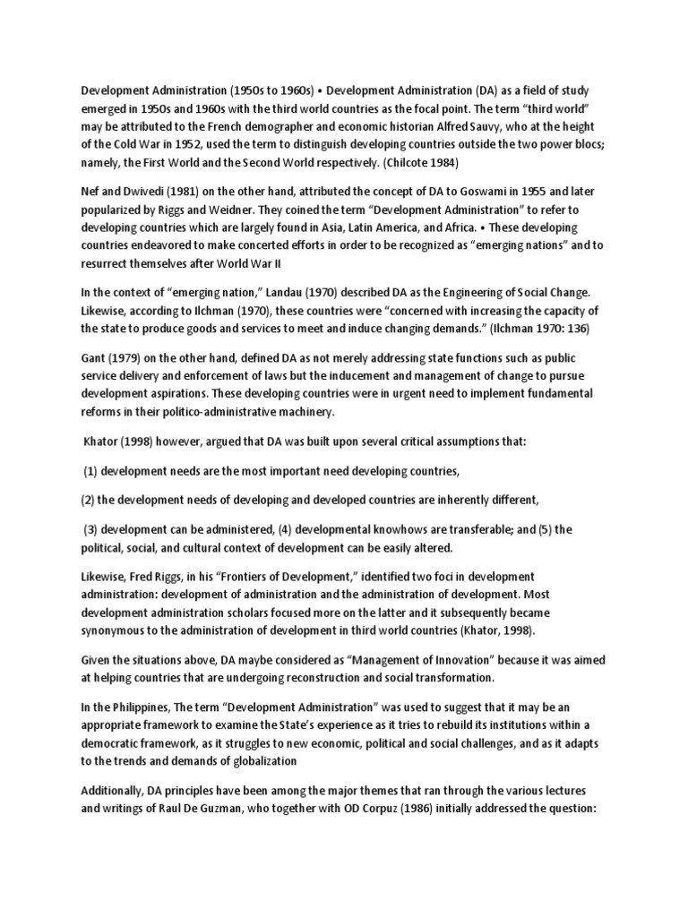 Development Administration | PDF | Economic Development | Third World