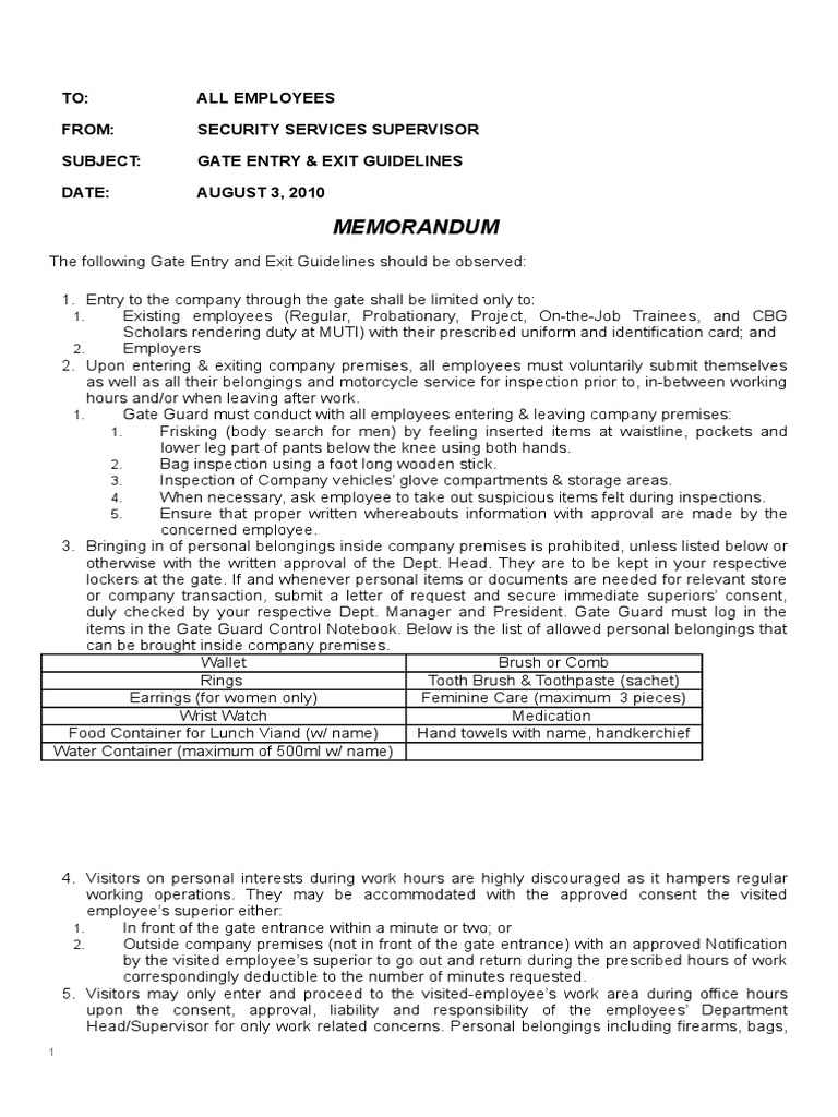 Gate Entry Guidelines | PDF | Social Institutions | Social Science