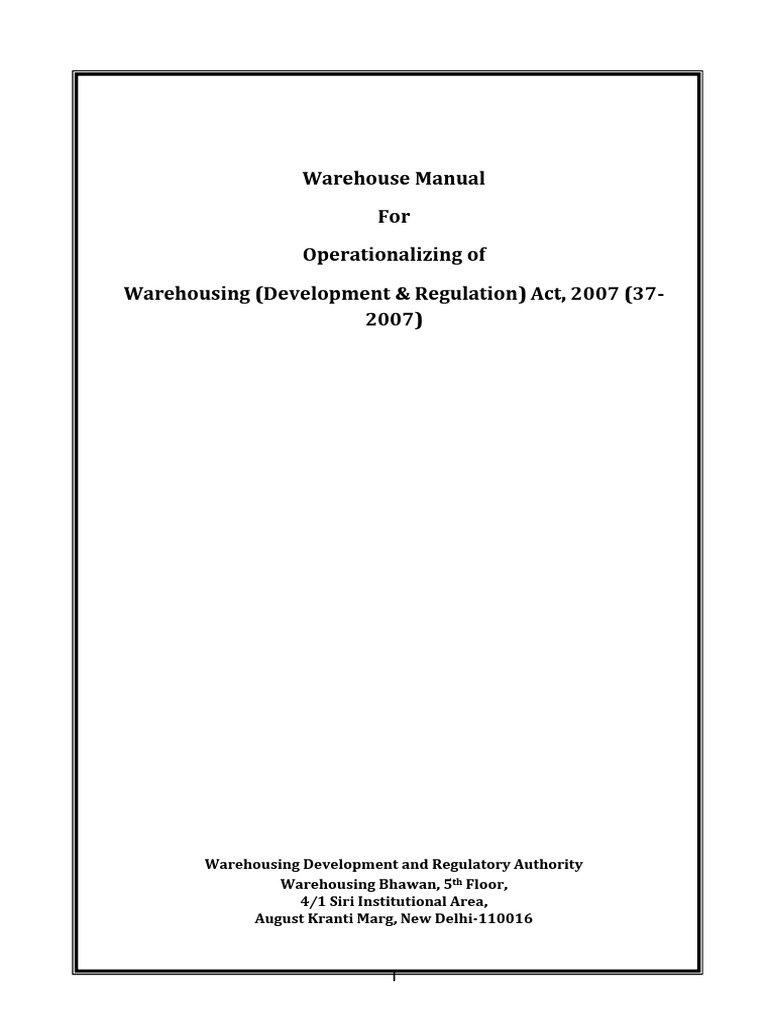 Warehouse Manual for WDRA Compliance | PDF | Warehouse | Cheque