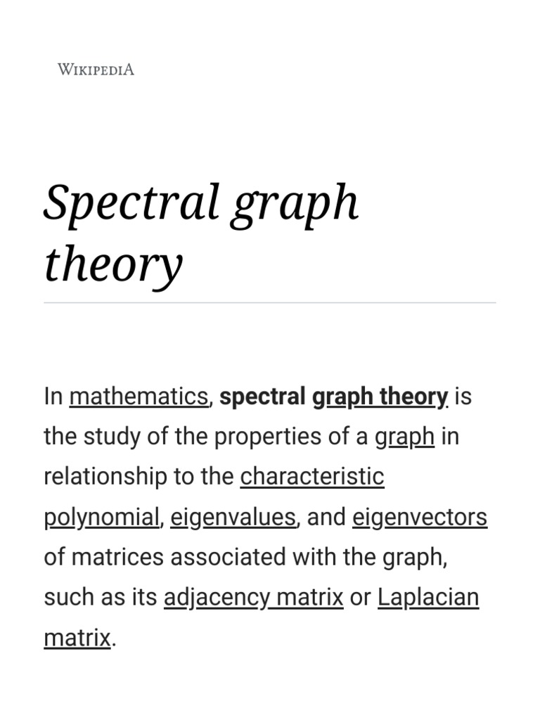 Spectral Graph Theory - Wikipedia | PDF | Mathematical Relations | Discrete Mathematics