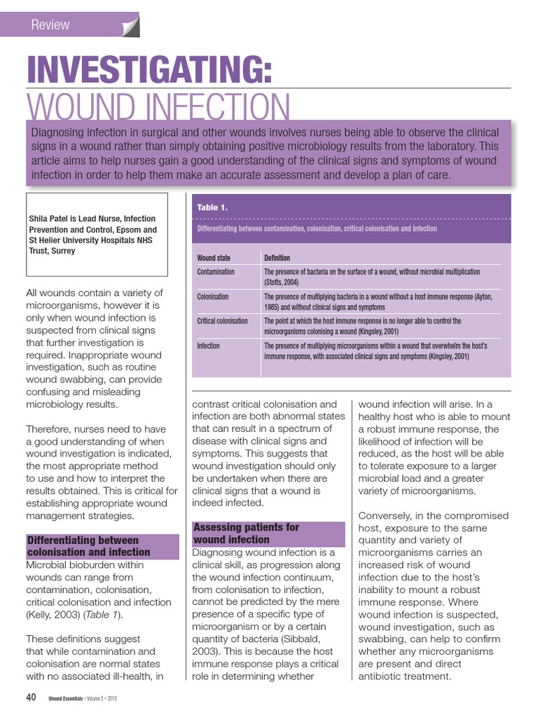 Wound Essentials 5 Investigating Wound Infection | PDF | Infection | Wound
