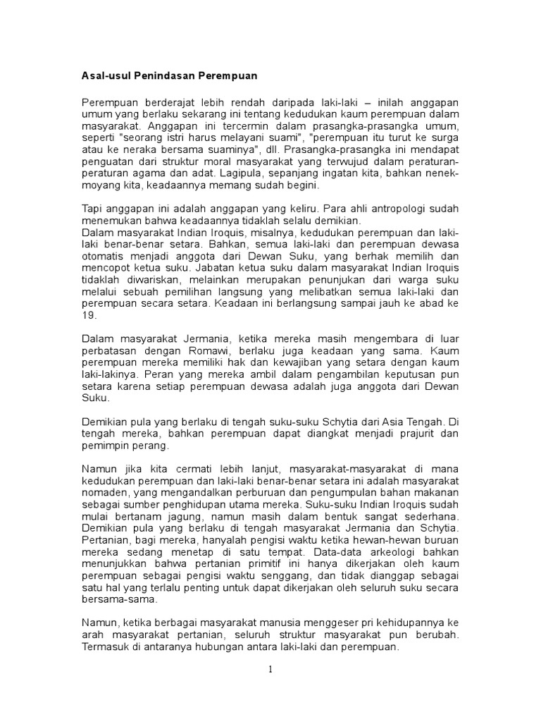 Asal-Usul Penindasan Perempuan Dan Kupu2 Dominica | PDF