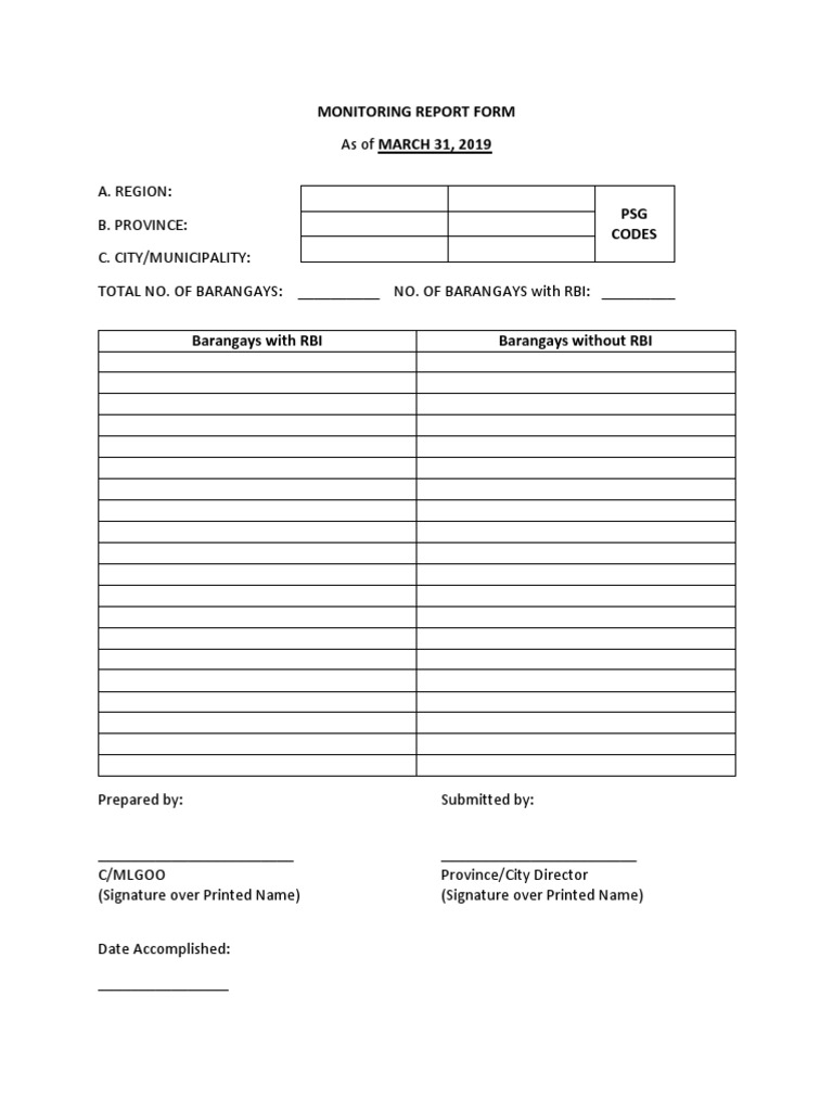 Rbi Monitoring Report Form | PDF
