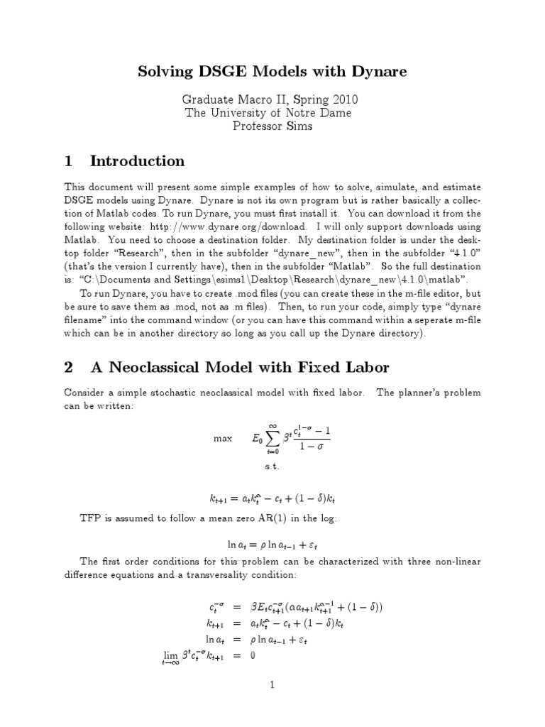 Dynare Examples PDF | PDF | Exponential Function | Variance