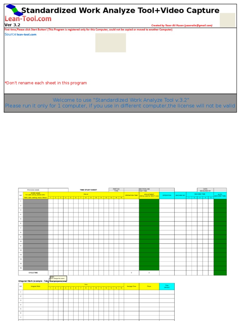 Standardized Work Analyze Tool V.3.2+video | PDF | Computing | Computer ...