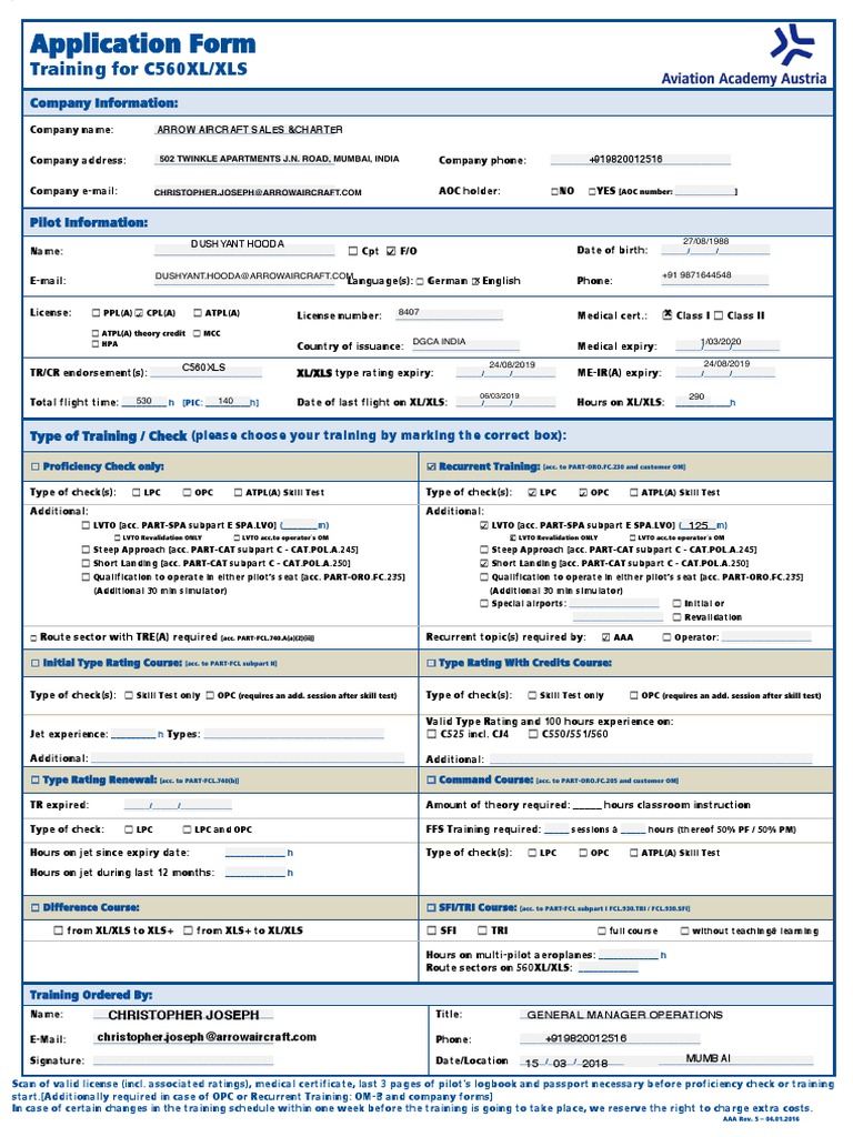 AAA Training and Check Form Rev5 | PDF | Aviation | Aeronautics