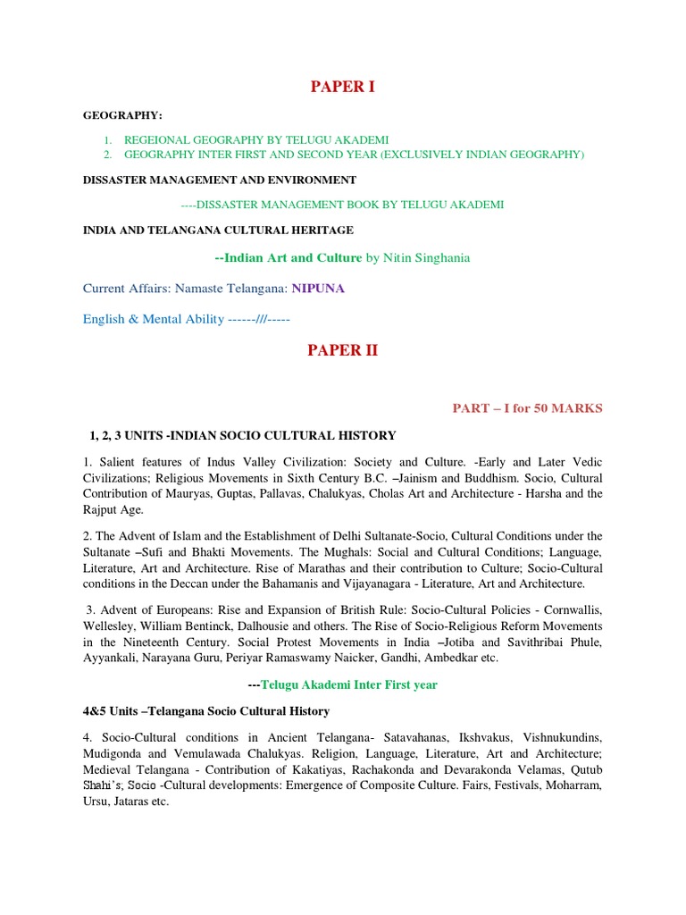 Reference Books For TSPSC Group II Complete Syllabus | PDF