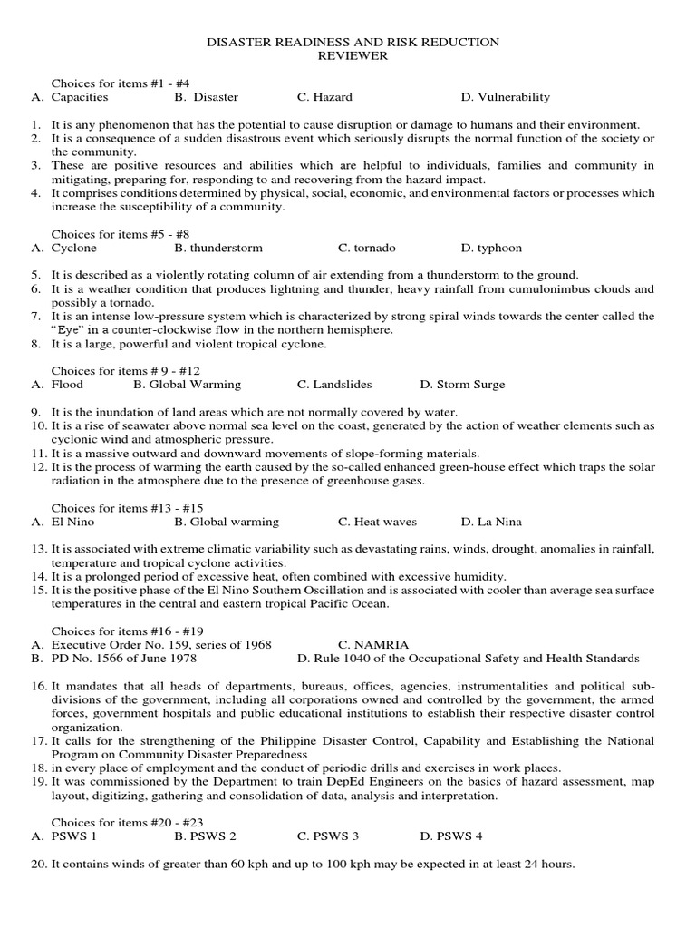 DRRR Reviewer | PDF | Tropical Cyclones | Thunderstorm