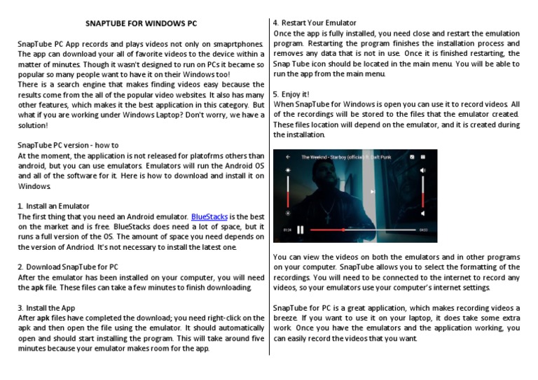 Install SnapTube on Windows PC | PDF | Microsoft Windows | Android ...