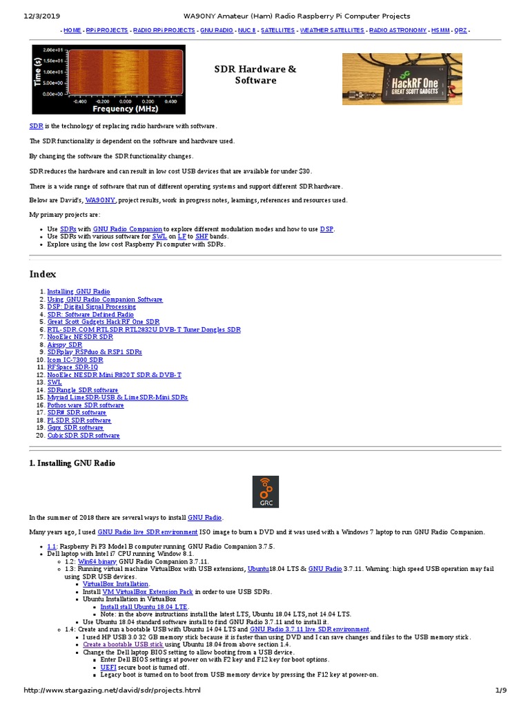 WA9ONY Amateur (Ham) Radio Raspberry Pi Computer Projects | PDF | Software Defined Radio | Booting