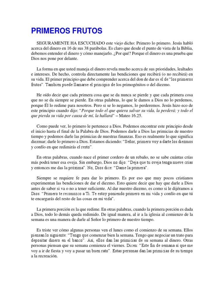 Primicias PDF | PDF | Jesús | Dios