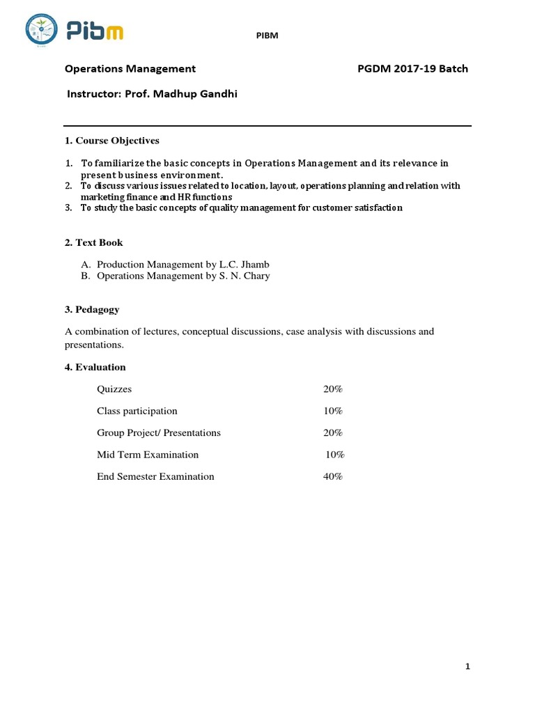 Operations Management-CP | PDF | Operations Management | Production And ...