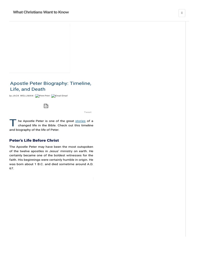 Apostle Peter Biography - Timeline, Life, and Death | PDF | Saint Peter ...