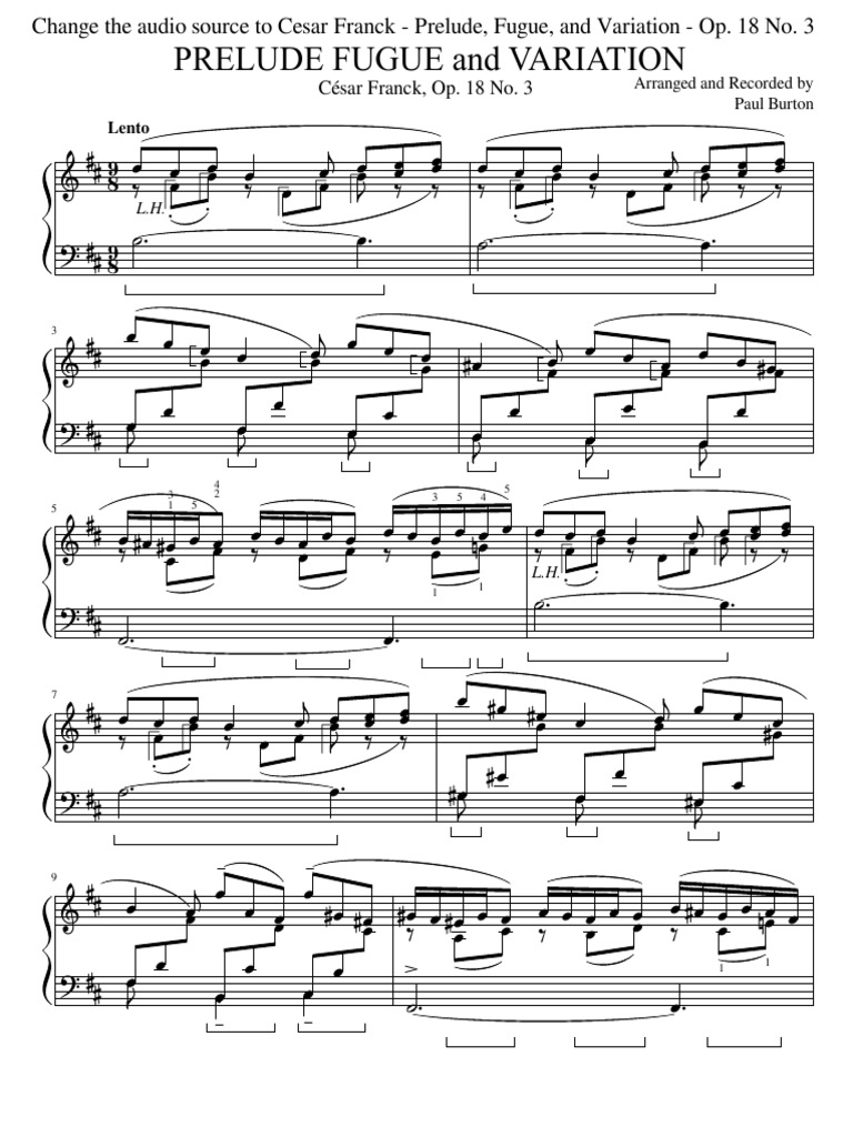 Cesar Franck - Prelude Fugue and Variation - Op. 18 No. 3 | PDF ...