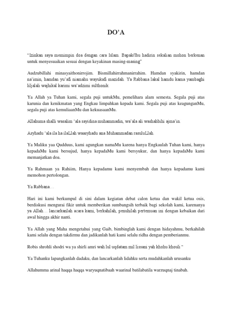 Doa Pembuka Acara | PDF