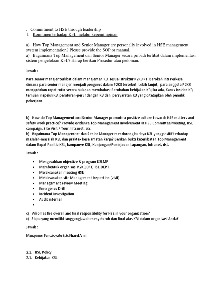 Commitment To Hse Through Leadership | PDF