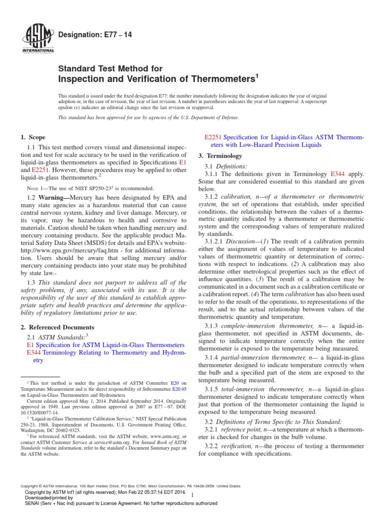 Astm e 77-2014 | PDF | Thermometer | Temperature