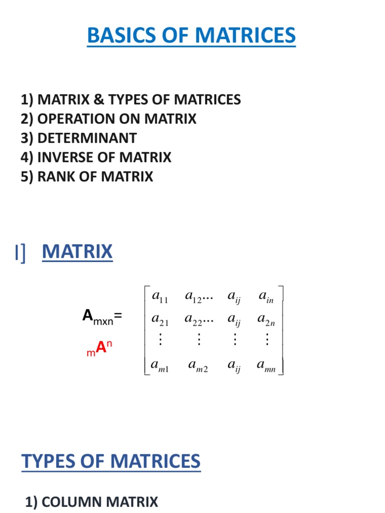 LINEAR ALGEBRA - Basics | PDF | Matrix (Mathematics) | Eigenvalues And Eigenvectors