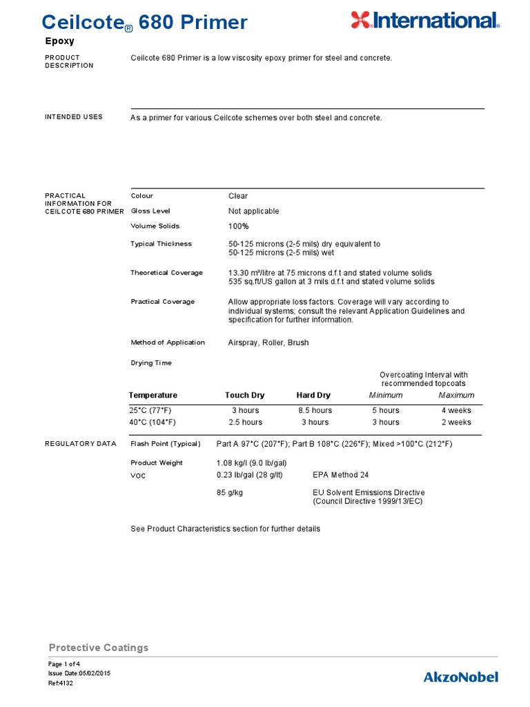 Ceilcote 680 Primer AKZO PDF | PDF | Paint | Volatile Organic Compound