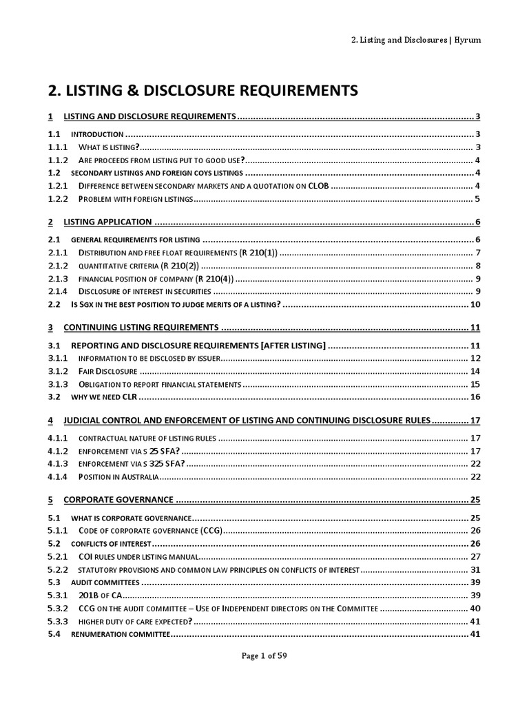 Listing and Disclosure | PDF | Stocks | Initial Public Offering