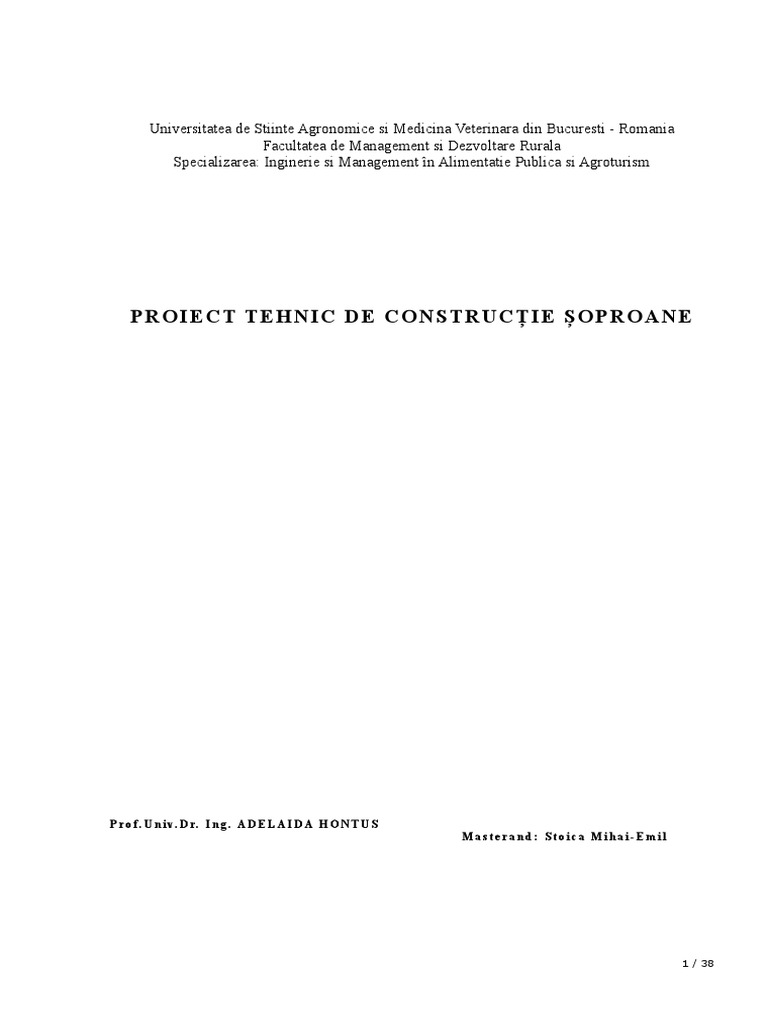 Proiect Tehnic de Construcție - Stoica | PDF