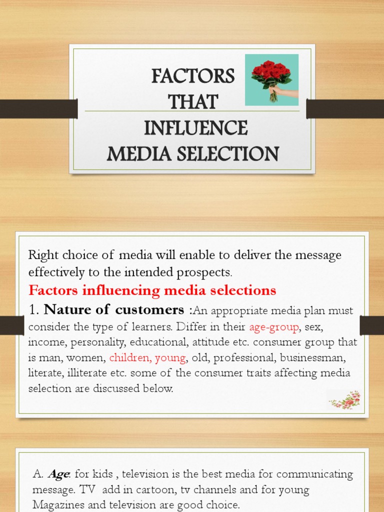 Factors That Influence Media Selection | PDF | Mass Media | Television